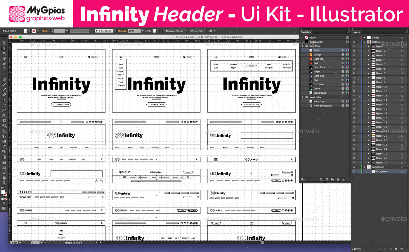 Infinity Header - UI Kit, Web Elements | GraphicRiver